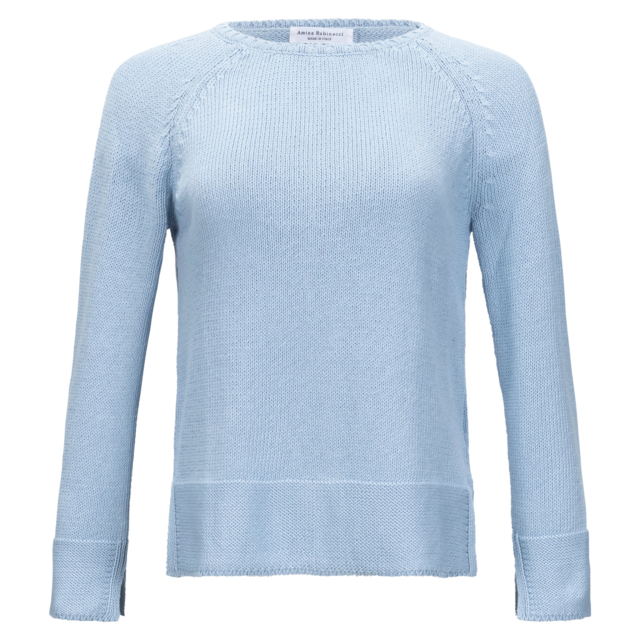 Amina Rubinacci Blue Cotton Knit Raglan Sweater – Timeless
